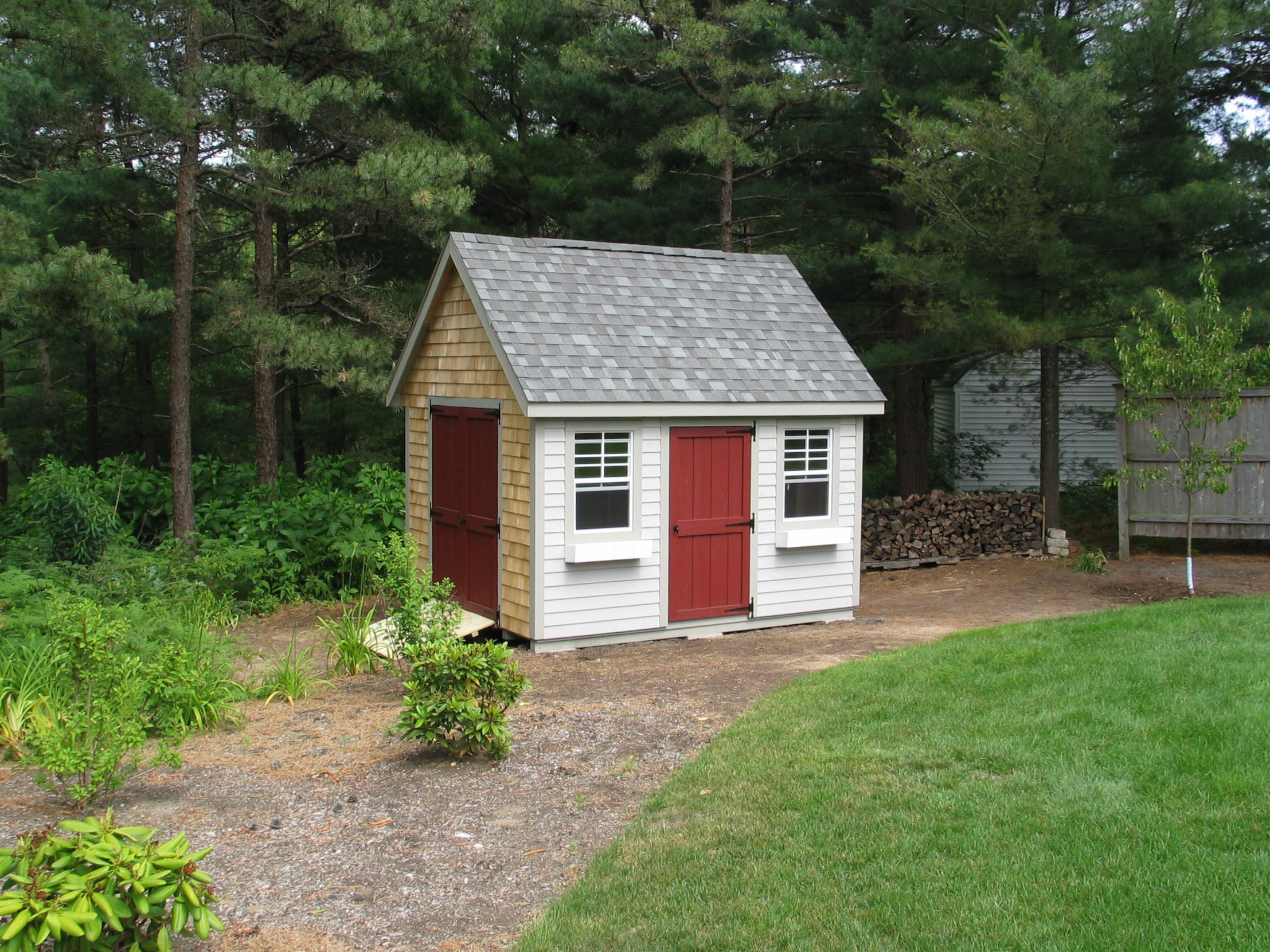 10x12 Manor A-Frame with cedar shingles | The Shed Place